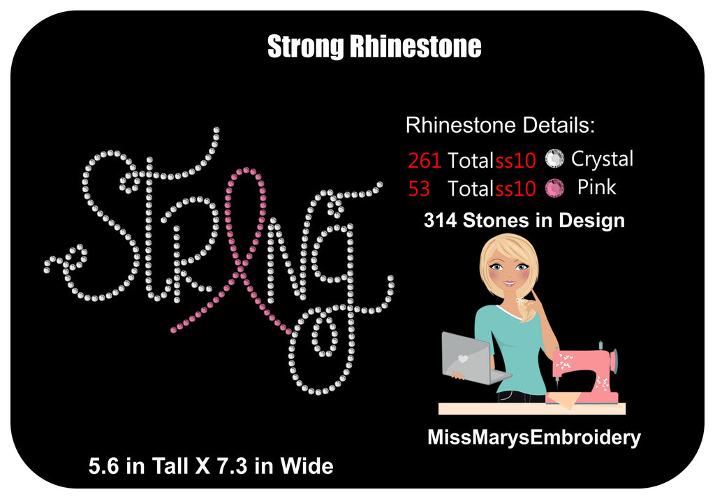 Strong Rhinestone | Awareness Ribbon | Rhinestone Template - So Fontsy