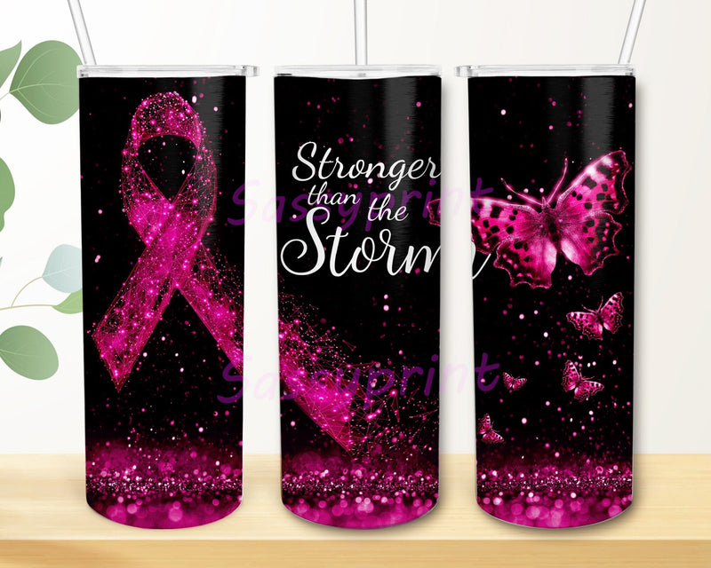 Stronger Than The Storm Tumbler Design, Breast Cancer Awareness Tumbler ...