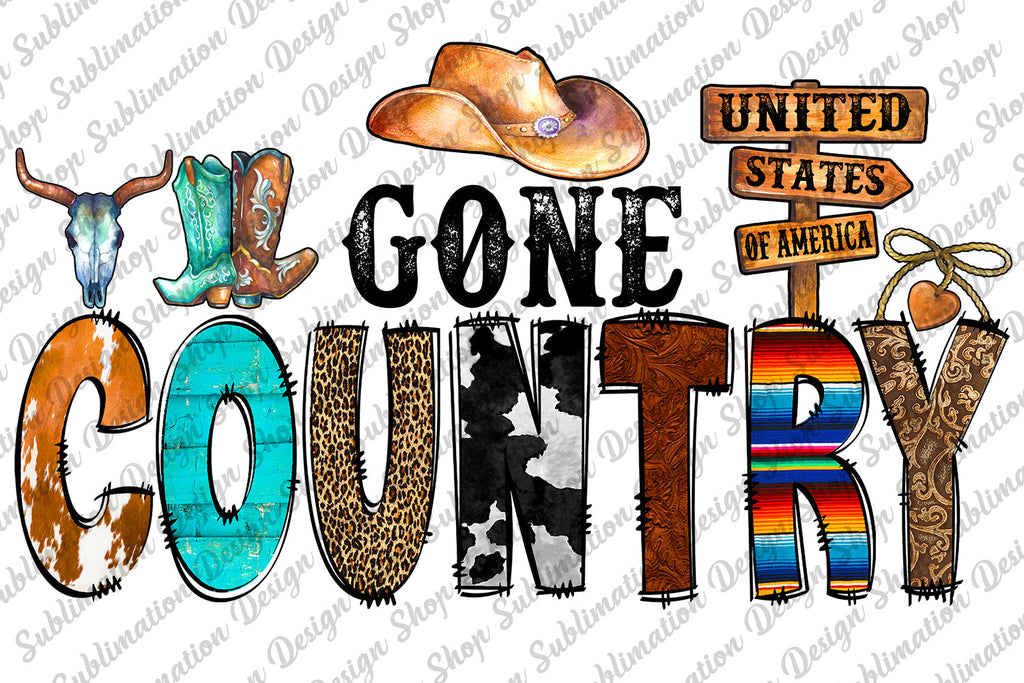 Sublimation Design, Gone Country Png, Western Png, Country Sublimation ...