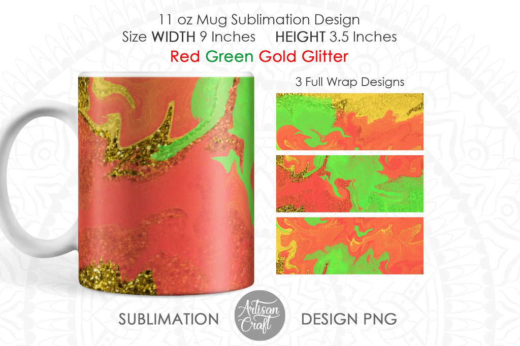 Sublimation designs for mugs in red and green | So Fontsy