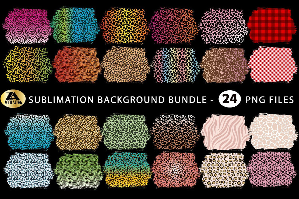 Sublimation PNG Bundle Animal Print Buffalo Plaid Background - So Fontsy