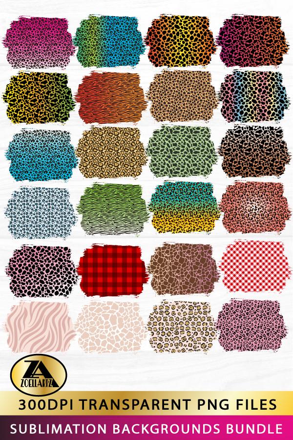 Sublimation PNG Bundle Animal Print Buffalo Plaid Background - So Fontsy