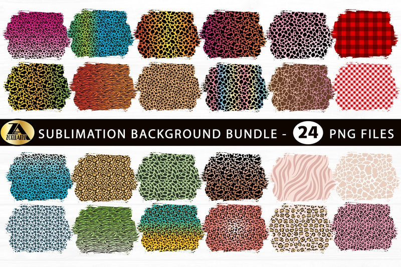 Sublimation PNG Bundle Animal Print Buffalo Plaid Background - So Fontsy