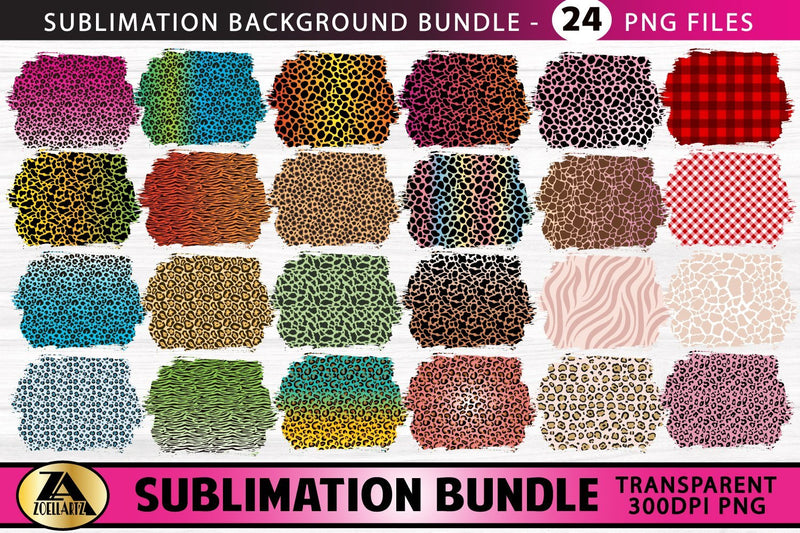 Sublimation PNG Bundle Animal Print Buffalo Plaid Background - So Fontsy