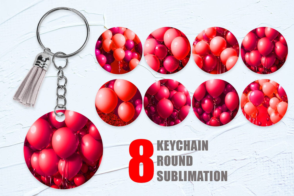 3d Red Balloons Bunch Keychain - So Fontsy