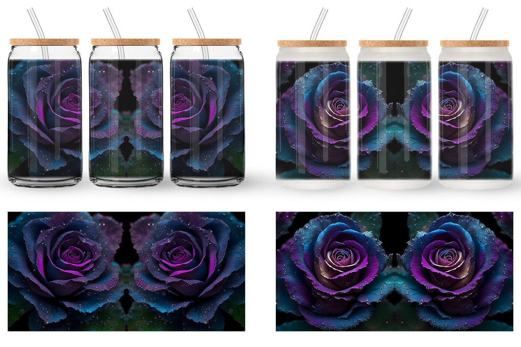 Can Glass Wraps Black Rose flower - So Fontsy