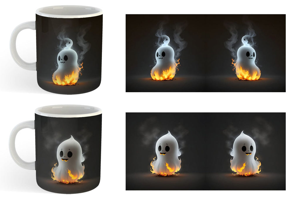 Mug Wrap 3D Cute Ghost Burning - So Fontsy