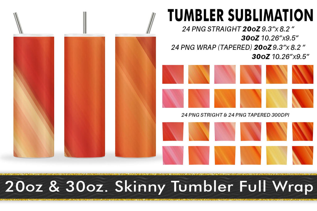 Sublimation tumbler striped color orange background - So Fontsy