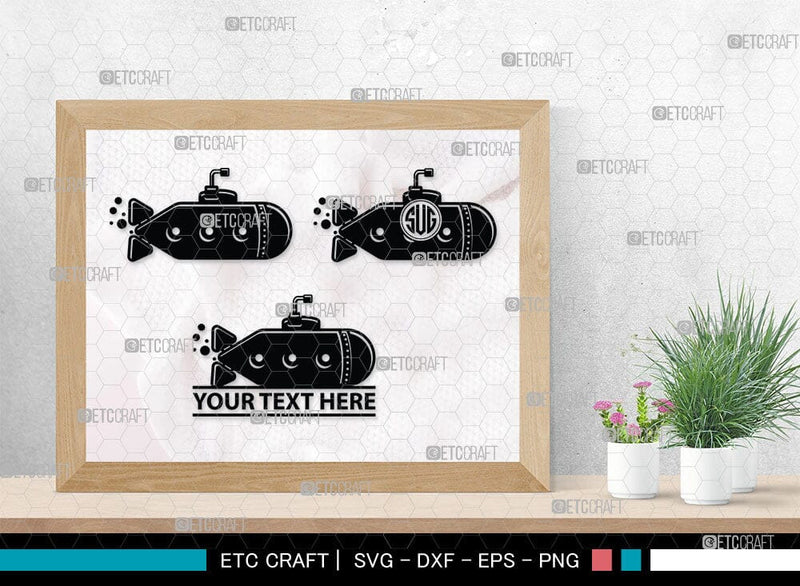 Submarine Monogram, Submarine Silhouette, Submarine Svg, Navy Svg ...