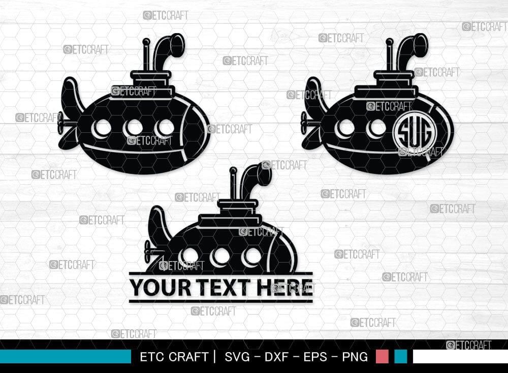 Submarine Monogram, Submarine Silhouette, Submarine Svg, Navy Svg ...