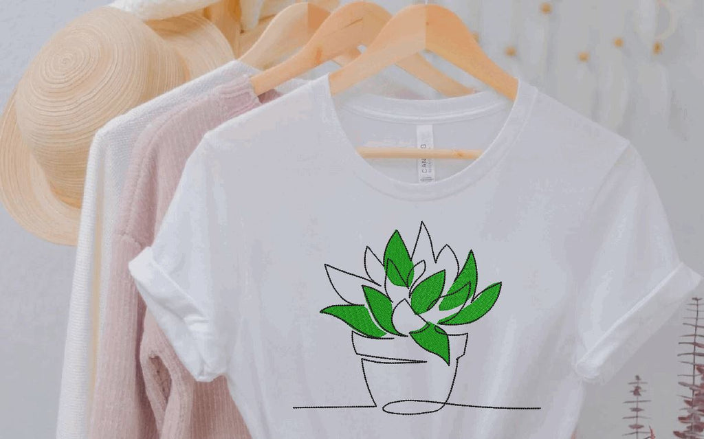 Succulent in a Pot Machine Embroidery Design - So Fontsy