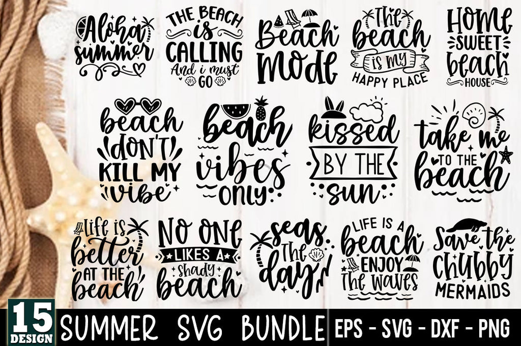 Summer beach SVG Bundle - So Fontsy