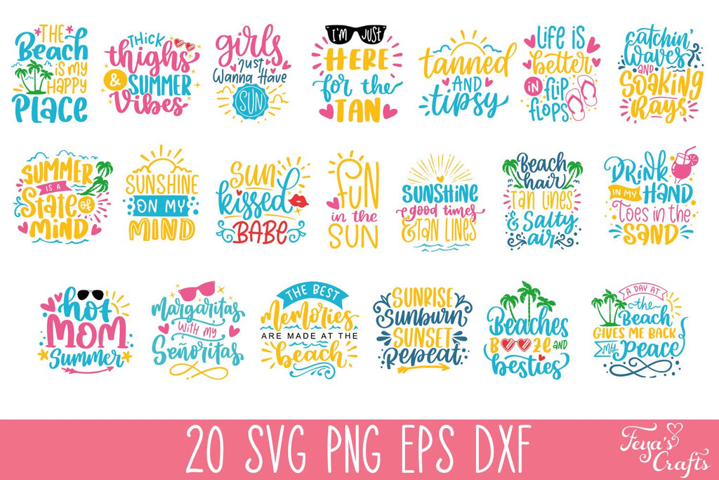 Summer & Beach SVG Cut Files Bundle - So Fontsy