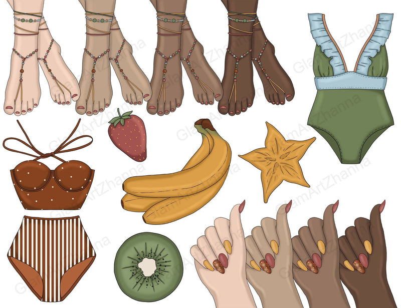 Summer Boho Clipart | Beach Party Graphics Set - So Fontsy