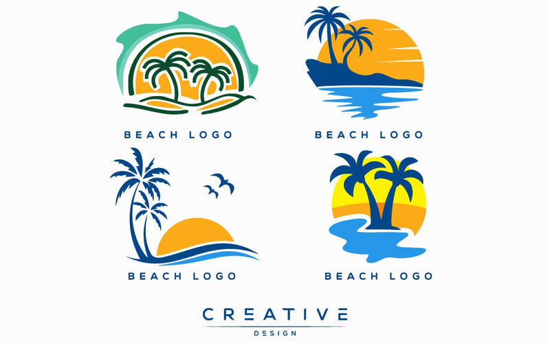 Summer holidays Beach logo design elements set emblems, beach holidays ...