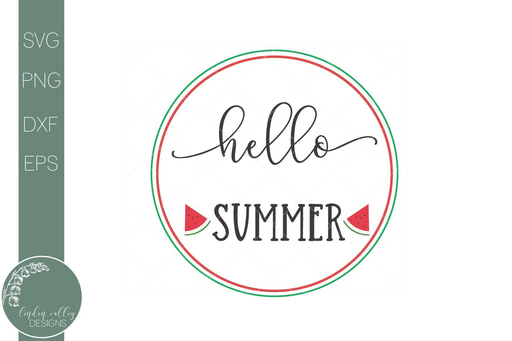 Hello Summer Round SVG-Farmhouse Round Summer Sign SVG - So Fontsy