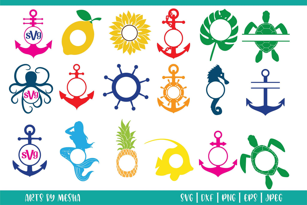 Summer Monogram Svg Bundle | Beach monogram Svg - So Fontsy