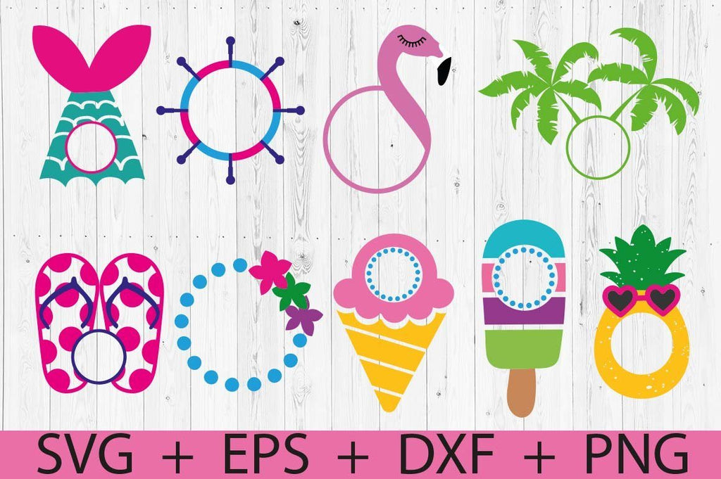 Summer monograms frames svg bundle - So Fontsy