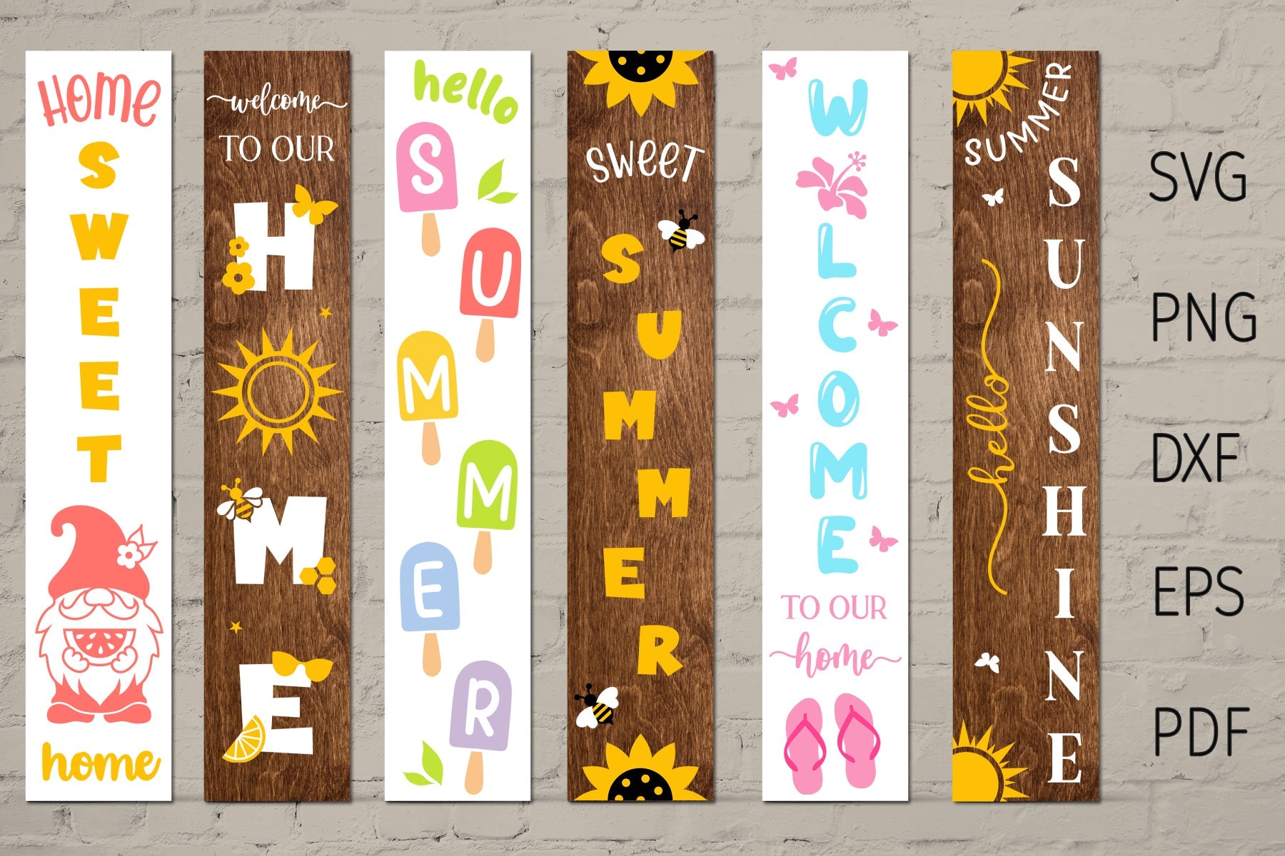 Summer porch sign bundle, summer sign svg, vertical sign svg - So Fontsy