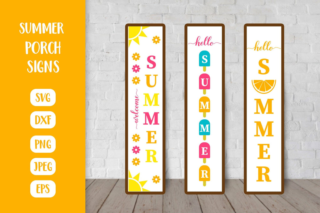Summer Porch Signs SVG. Welcome Vertical Front Signs - So Fontsy