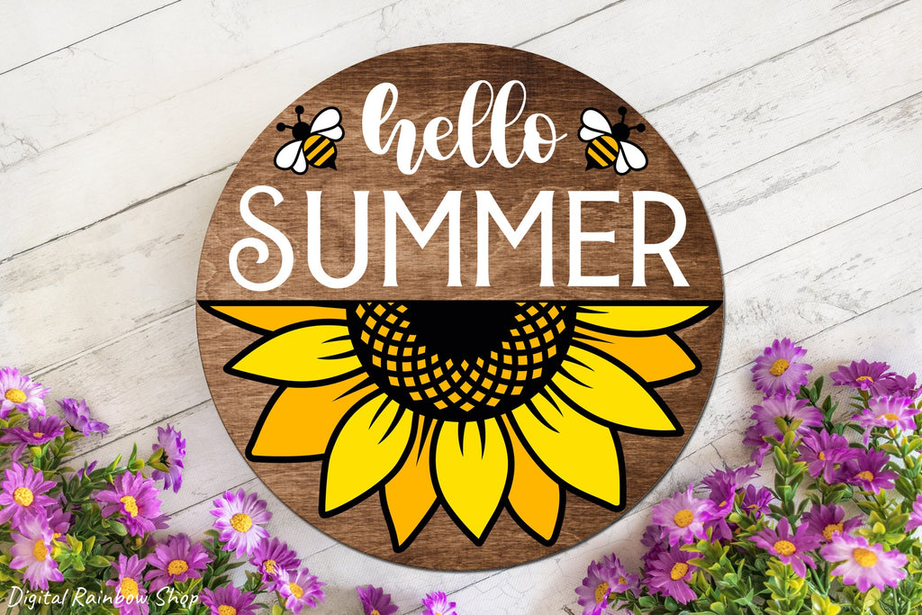 Summer round sign svg bundle, summer welcome sign, door sign - So Fontsy