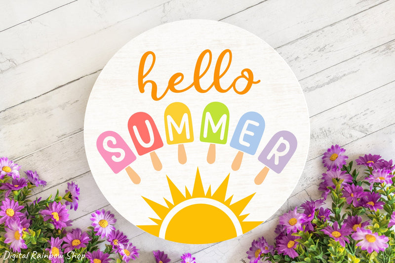Summer round sign svg bundle, summer welcome sign, door sign - So Fontsy