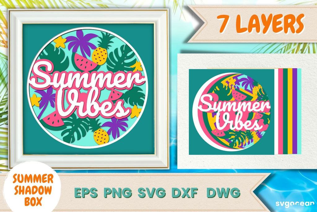 Summer Shadow Box | 3D Layered SVG | Lightbox - So Fontsy