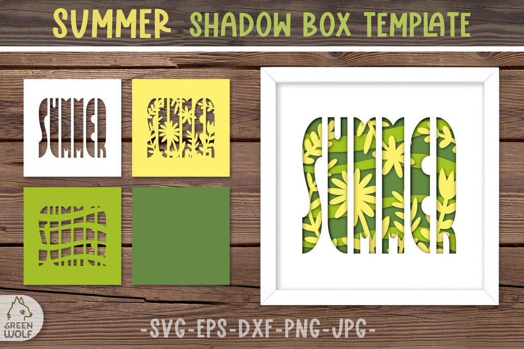 Summer shadow box svg Floral layered papercut template svg file for ...