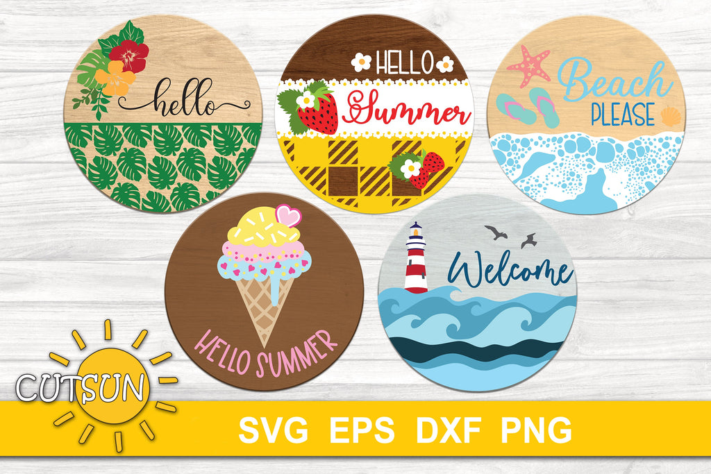 Summer Sign SVG bundle | Summer Round sign SVG bundle - So Fontsy