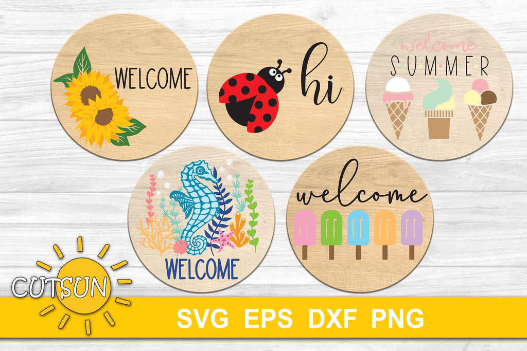 Summer Sign SVG bundle | Summer Round sign SVG bundle - So Fontsy