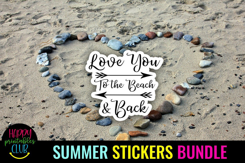 Summer Stickers Bundle- Printable Summer Beach Stickers PNG - So Fontsy