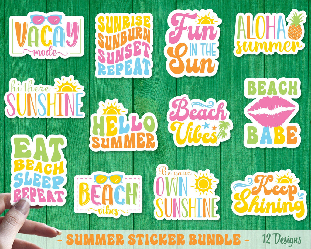 Summer Stickers Bundle Svg, Summer quotes, Summer Sticker, Summer ...
