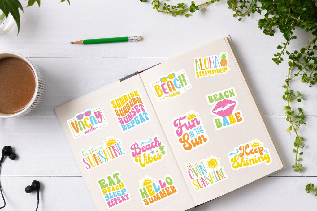 Summer Stickers Bundle Svg, Summer quotes, Summer Sticker, Summer ...