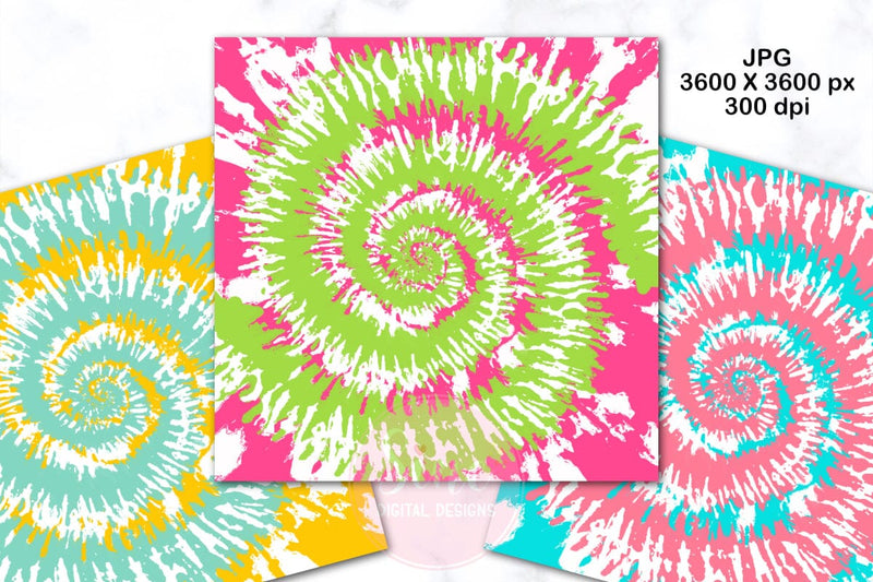 Summer Tie Dye Digital Papers Backgrounds Set - So Fontsy