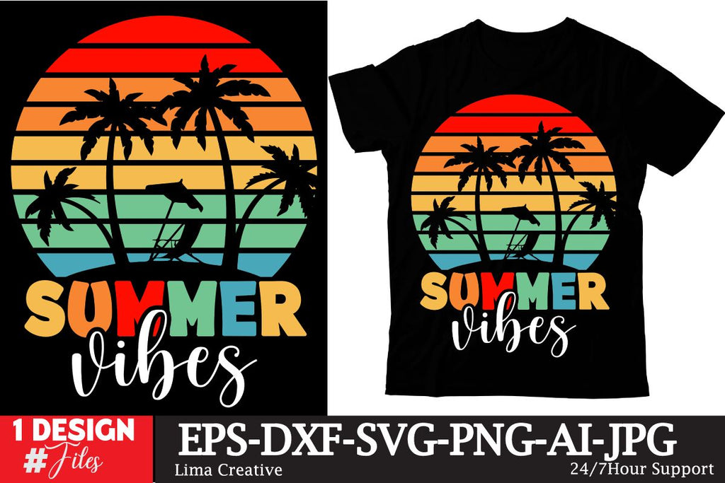 Summer Vibes Retro Sunset ,Summer Sublimation ,Summer Retro Vintage T ...