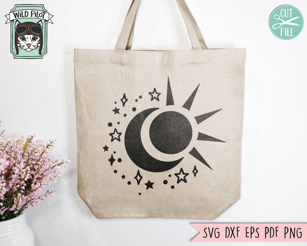 Sun SVG Cut File, Moon SVG Cut File, Mystical SVG, Sun Clipart, Sun png ...