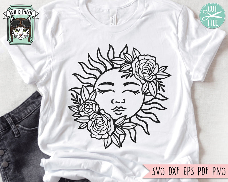 Sun SVG, Summer SVG, Beach svg, Sunshine svg, Sun png, Floral Sun SVG ...