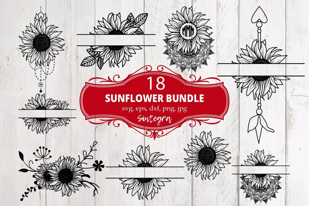 Sunflower 18 Monograms Bundle SVG File - So Fontsy