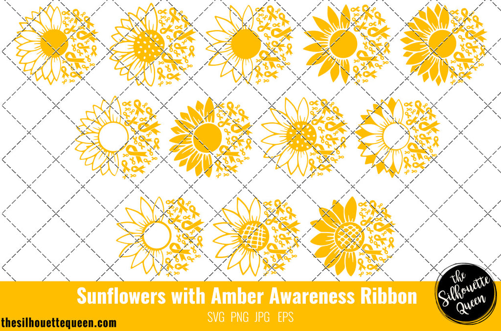 Sunflower Appendix Cancer Amber Ribbon SVG,Appendix Cancer Awareness S ...