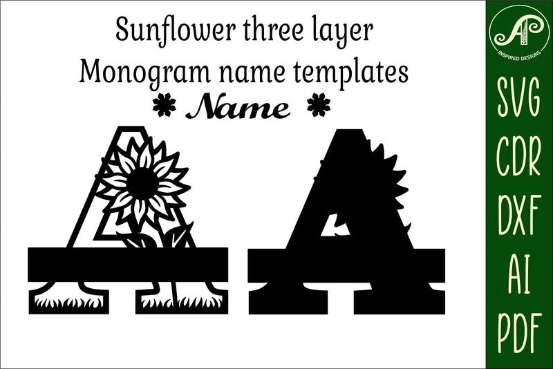 Sunflower Capital Monogram Letter A SVG - So Fontsy