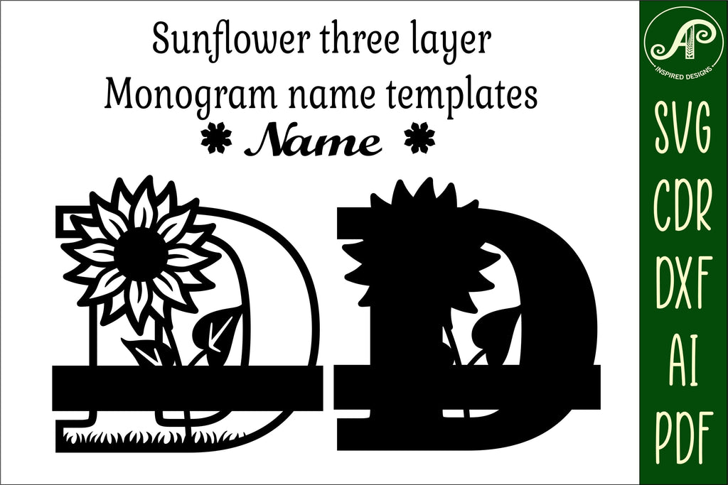 Sunflower Capital Monogram Letter D SVG - So Fontsy
