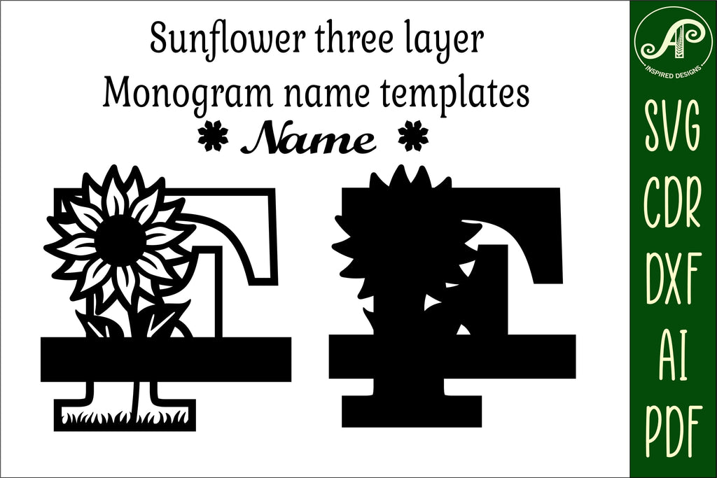 Sunflower Capital Monogram Letter F SVG - So Fontsy