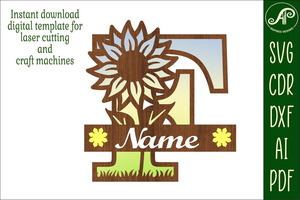 Sunflower Capital Monogram Letter F SVG - So Fontsy
