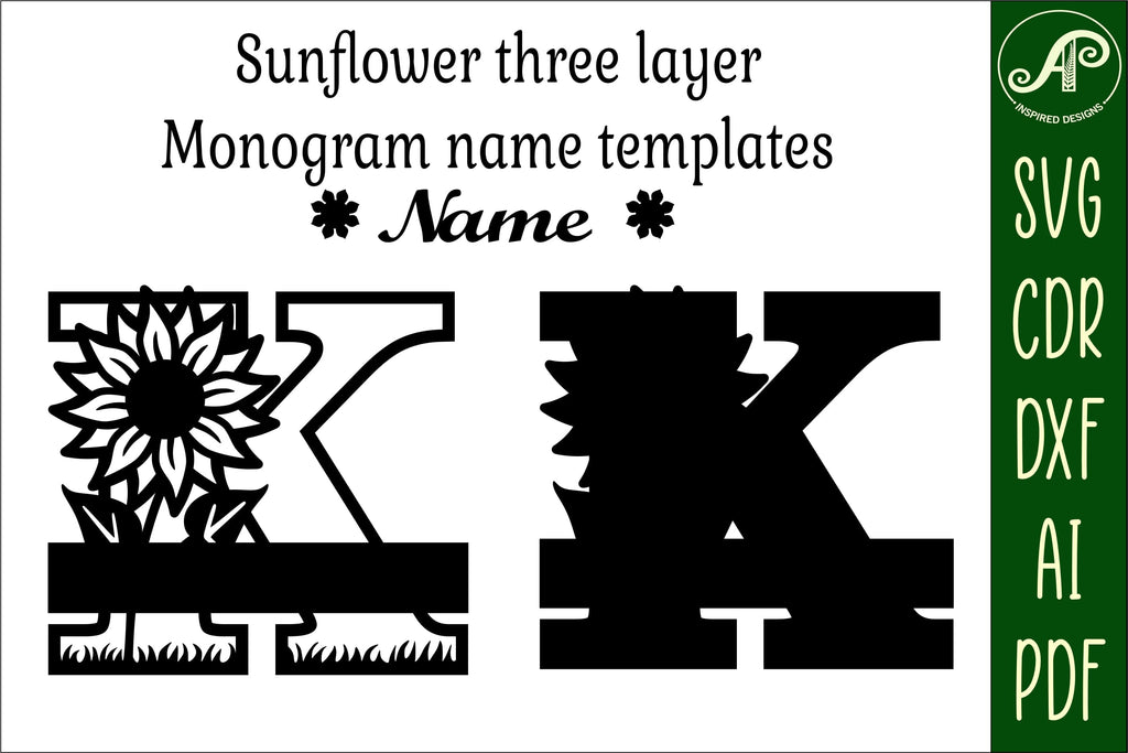 Sunflower Capital Monogram Letter K SVG - So Fontsy
