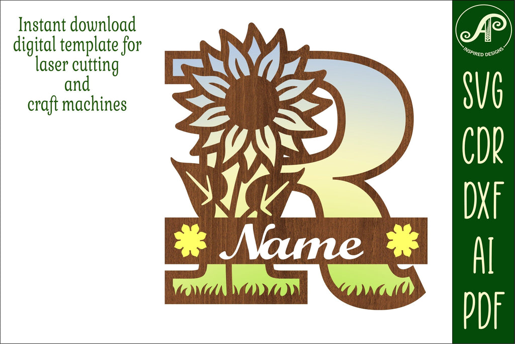 Sunflower Capital Monogram Letter R SVG - So Fontsy