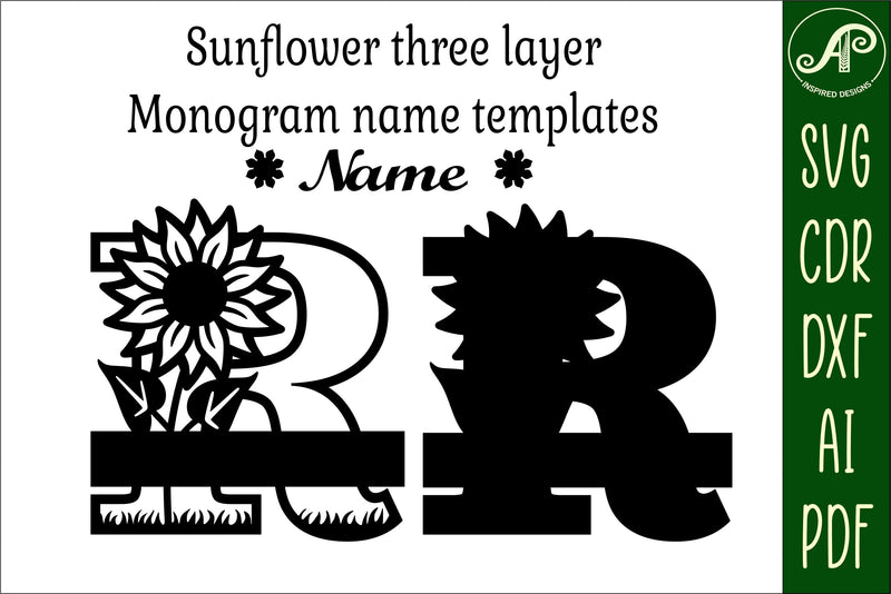 Sunflower Capital Monogram Letter R SVG - So Fontsy
