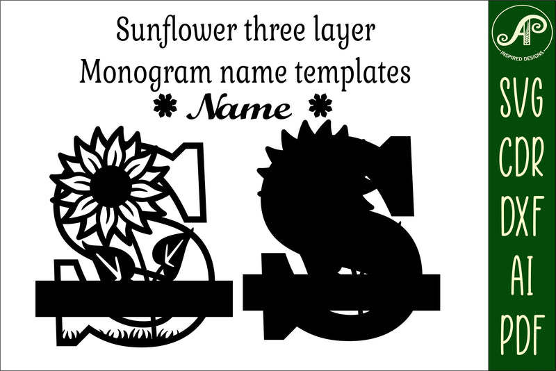 Sunflower Capital Monogram Letter S SVG - So Fontsy