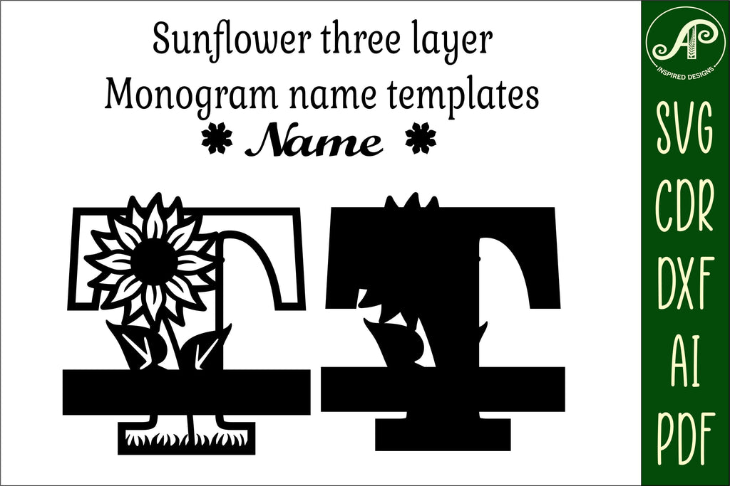 Sunflower Capital Monogram Letter T SVG - So Fontsy