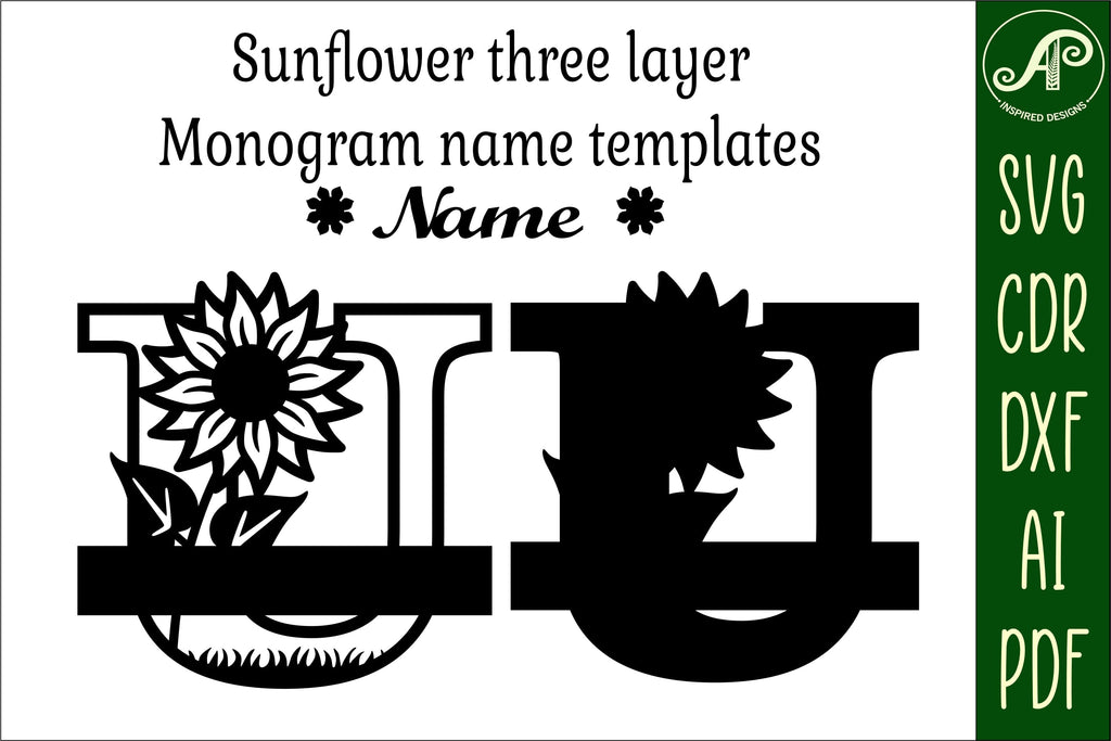Sunflower Capital Monogram Letter U SVG - So Fontsy