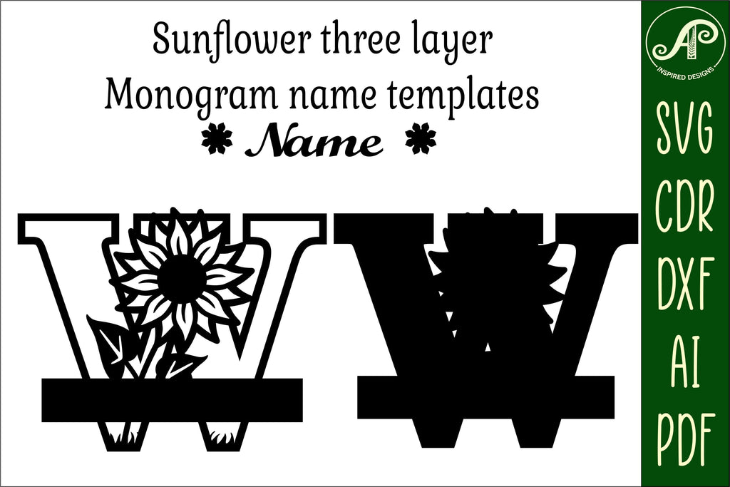 Sunflower Capital Monogram Letter W SVG - So Fontsy